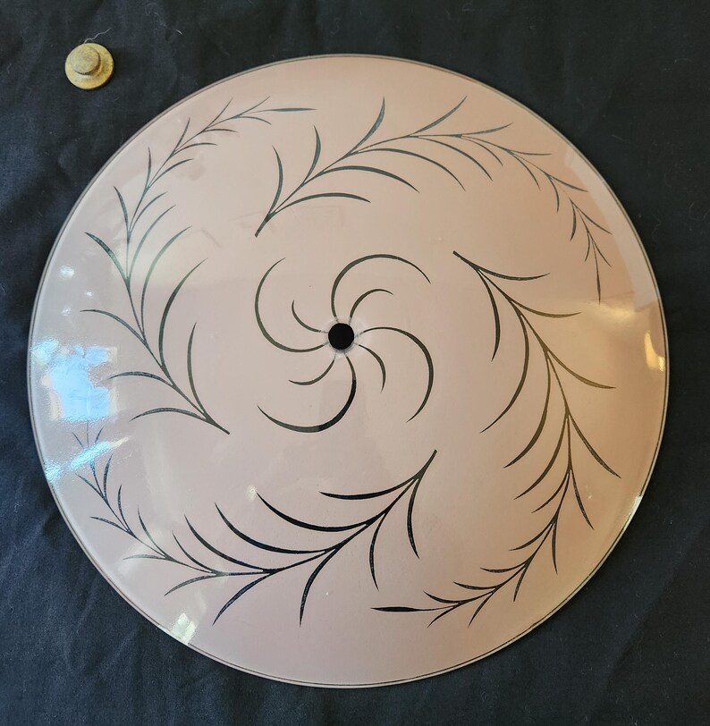 MCM Ceiling Light Pink/clear Glass Shade Fixture Mid Century Modern 13 ...