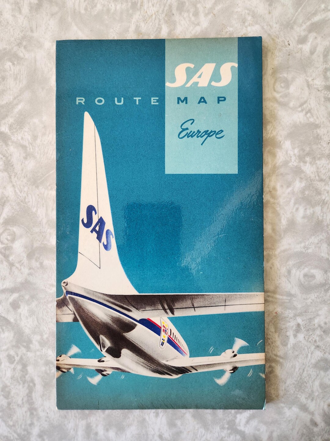 Vintage SAS Airline European Route Map Booklet Scandinavian Airlines ...