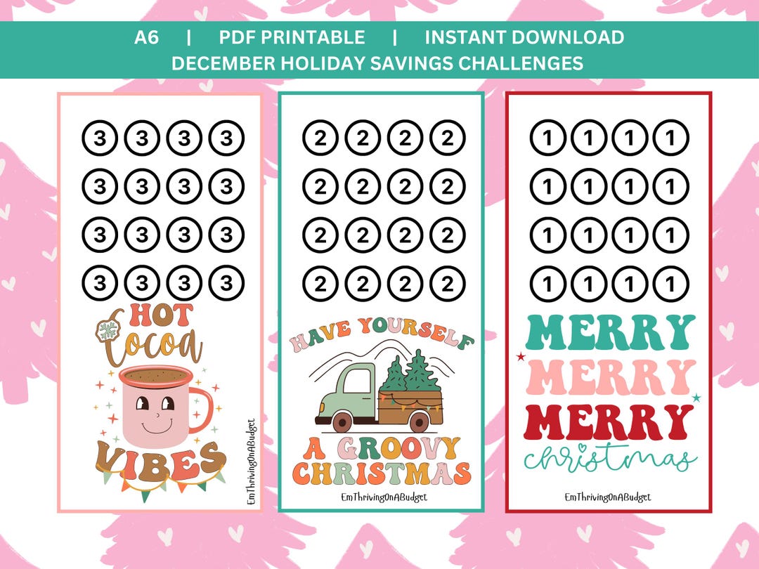 December Holiday Christmas Savings Challenge | A6 | PDF Printable | Low ...