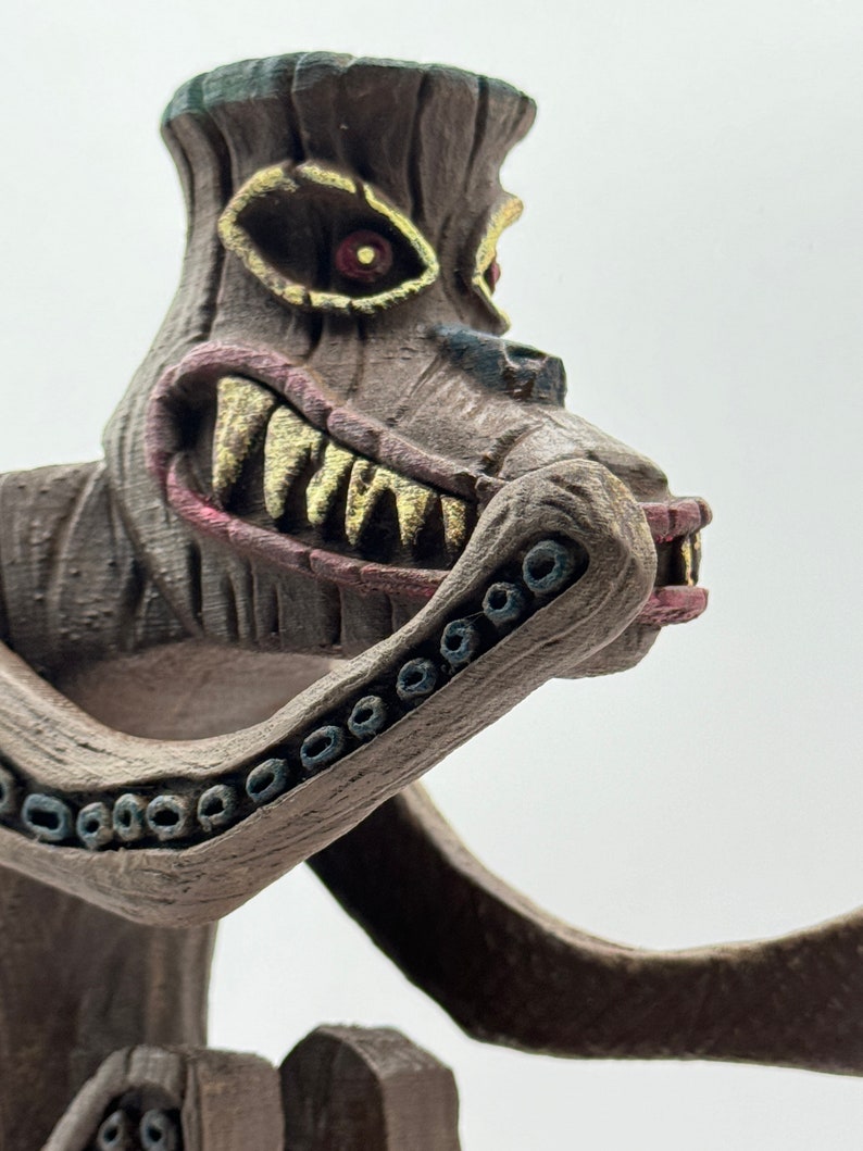 10" Hand-painted 3d-printed With Real Wood, Tiki Drummer & Drum Based ...