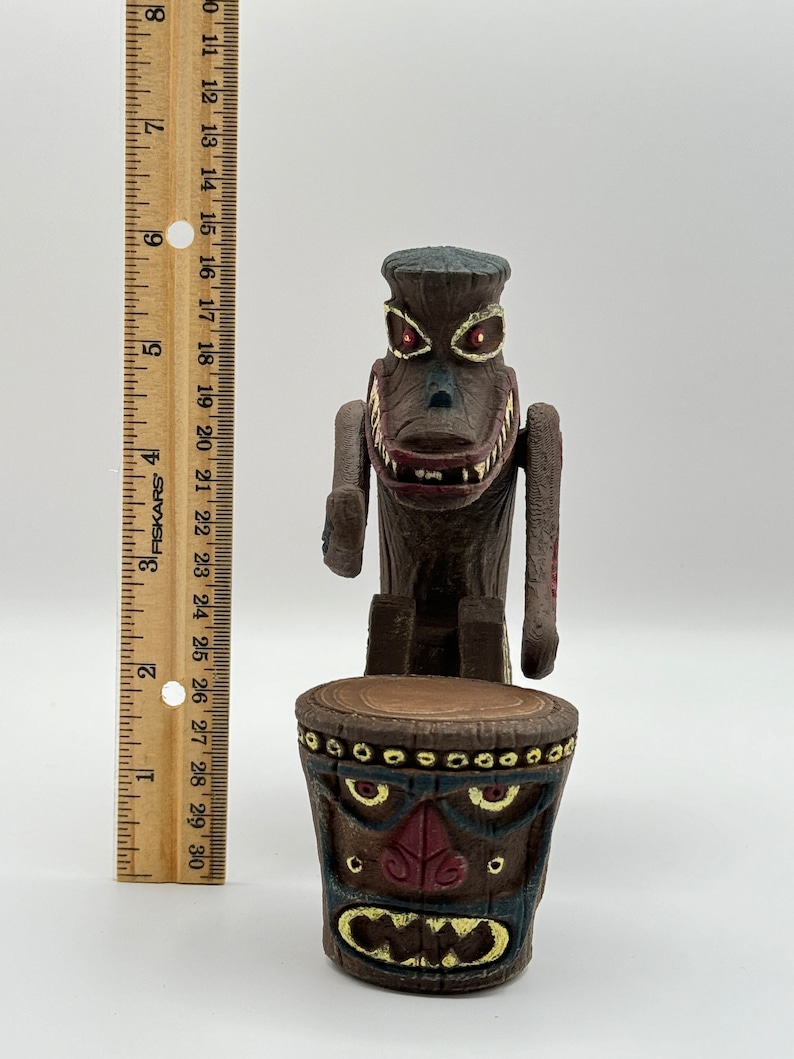 6” Hand-painted 3d-printed With Real Wood, Tiki Drummer & Drum Based on ...