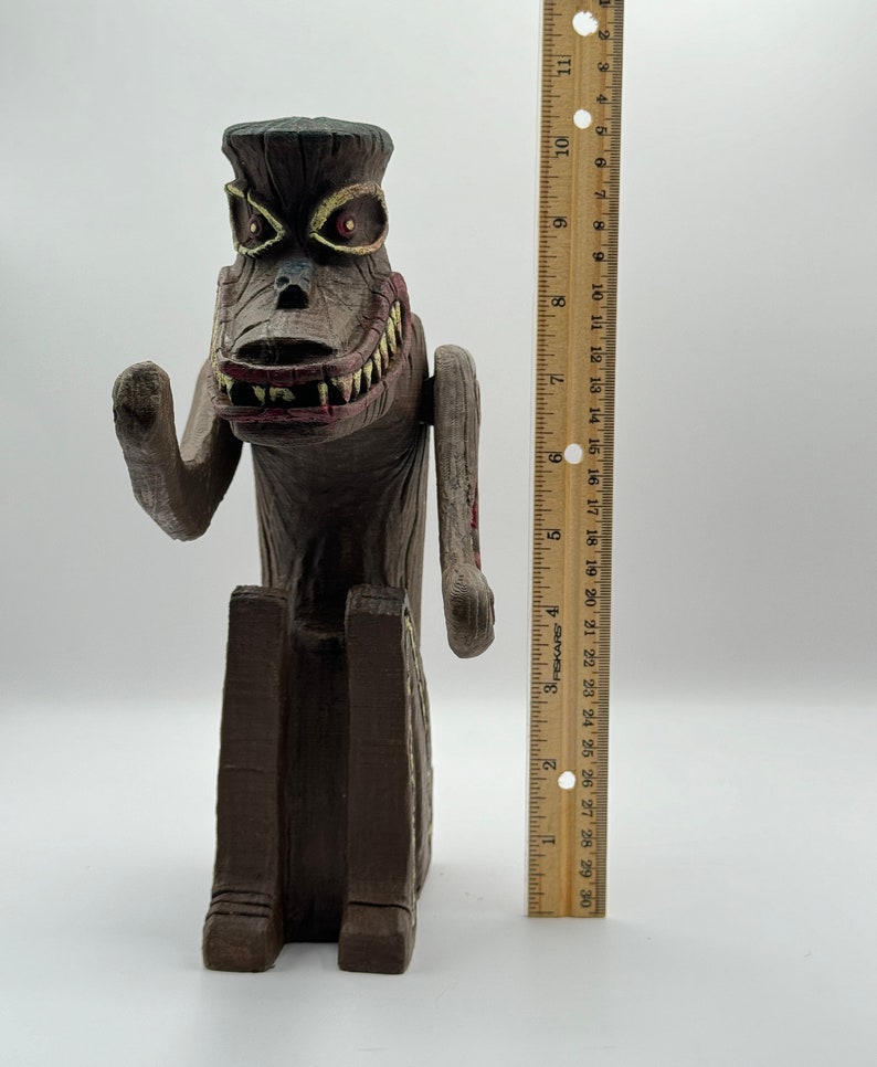 10" Hand-painted 3d-printed With Real Wood, Tiki Drummer & Drum Based ...