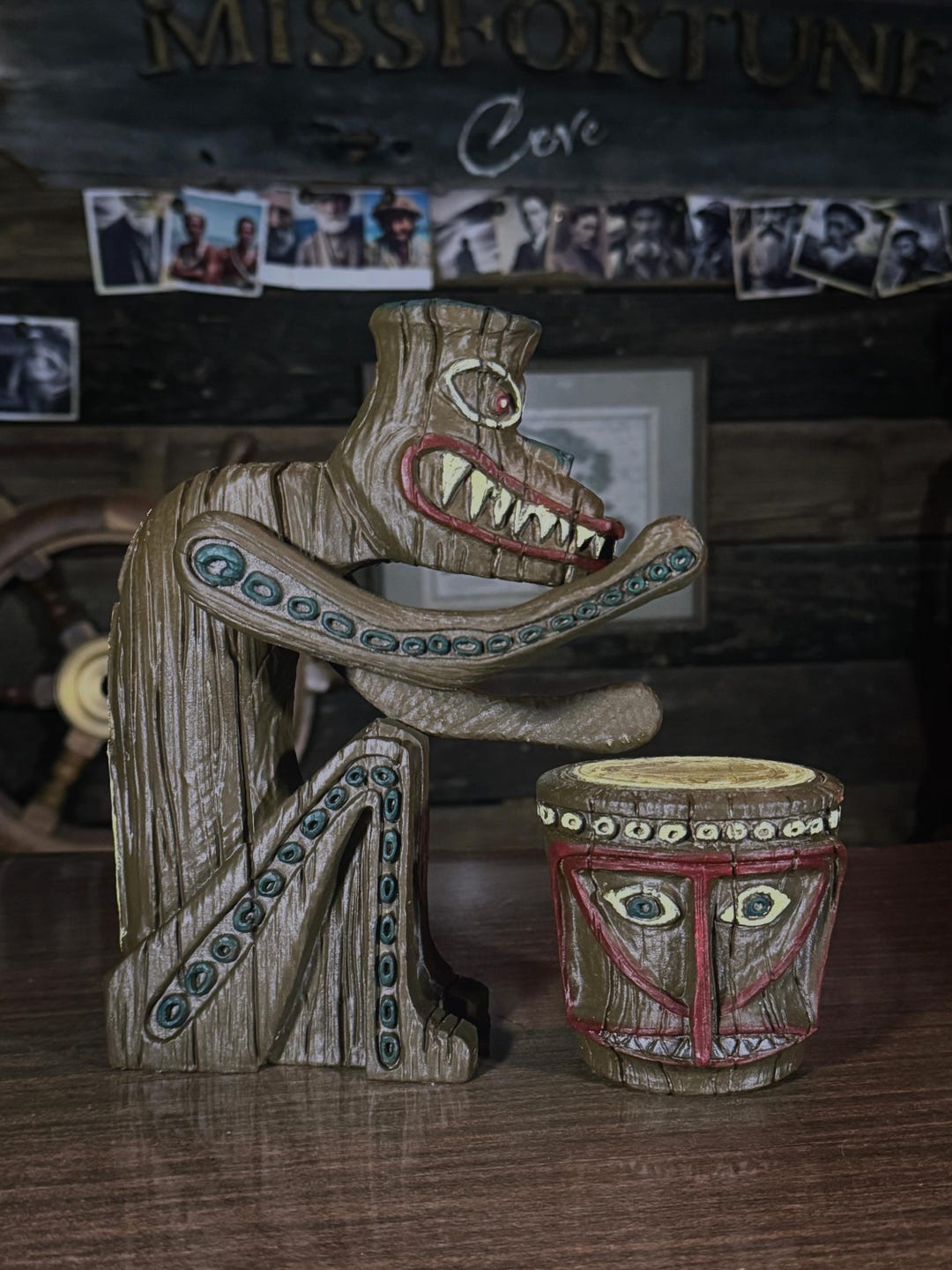 8” Handpainted 3D Printed With PLA Plastic, Tiki Drummer & Drum Based ...