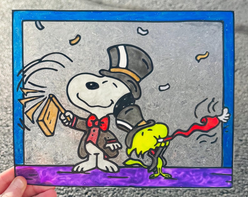 Snoopy and Woodstock New Year’s Celebration - Peanuts - 8x10 Acrylic ...