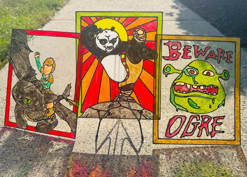 Beware Ogre Sign - Shrek - Dreamworks - 8x10 Acrylic Faux Stained Glass ...