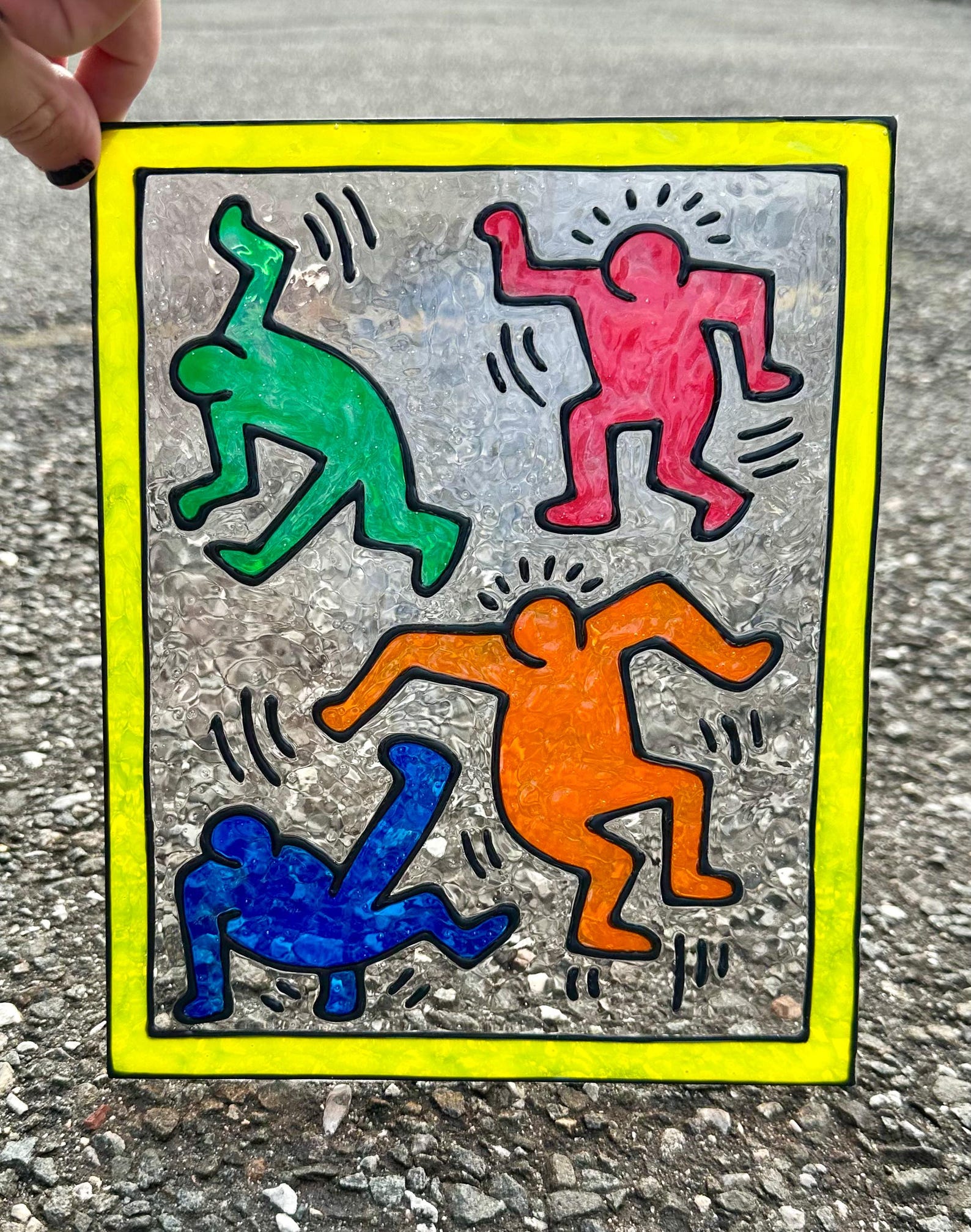 Dancing Figures - Keith Haring - Art Series - 8x10 Acrylic Faux Stained ...