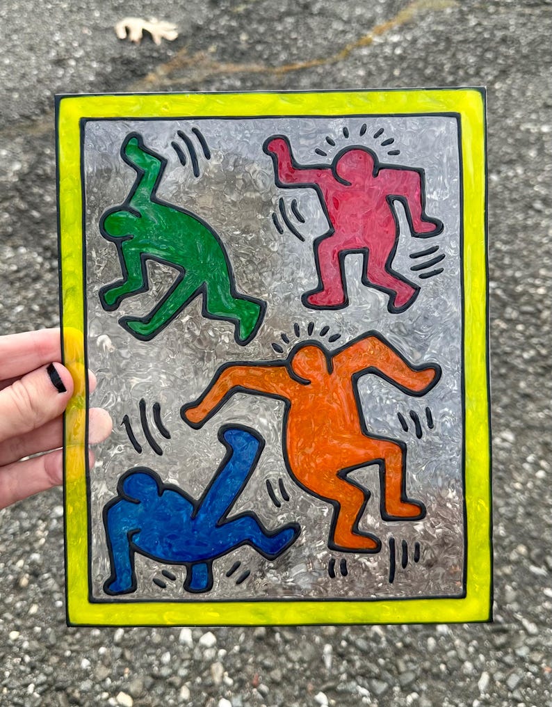 Dancing Figures - Keith Haring - Art Series - 8x10 Acrylic Faux Stained ...