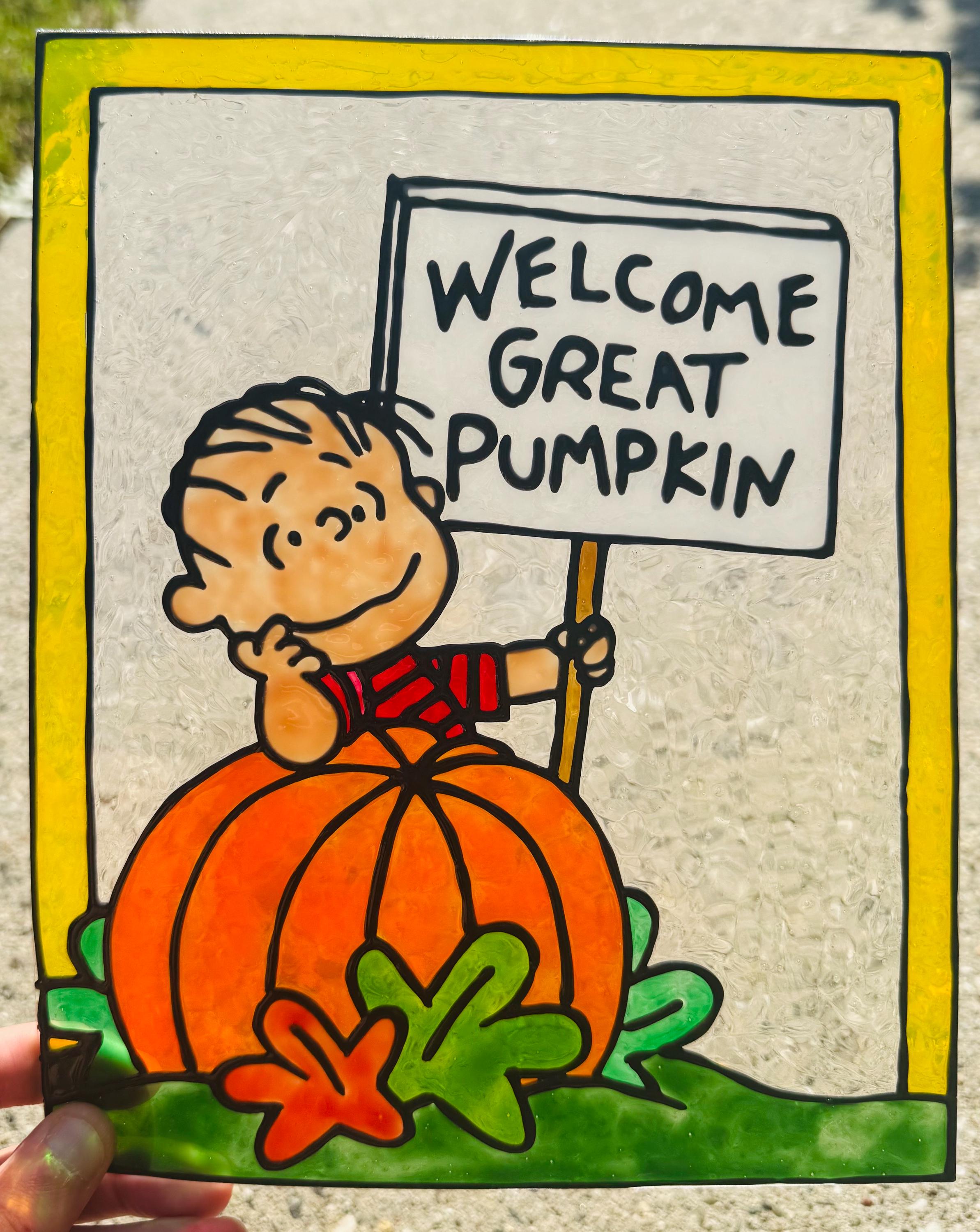 Linus Welcome Great Pumpkin - Peanuts - 8 X 10 Acrylic Faux Stained ...