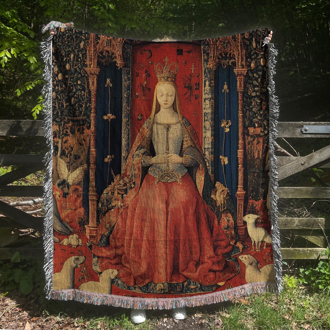 Medieval Queen Woven Blanket Tapestry - Fringed Cotton Throw - Etsy