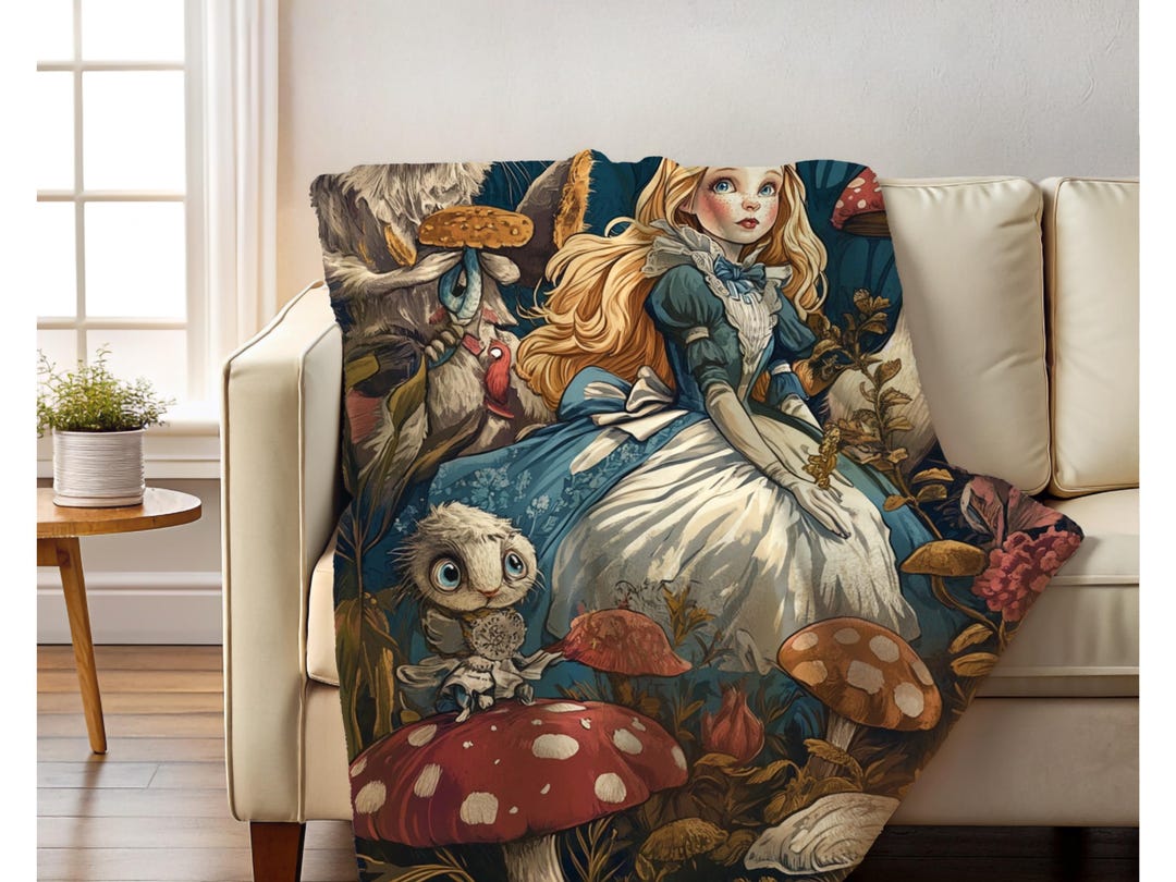 Alice in Wonderland Blanket, Velveteen Plush Throw Blanket, Book Nook ...