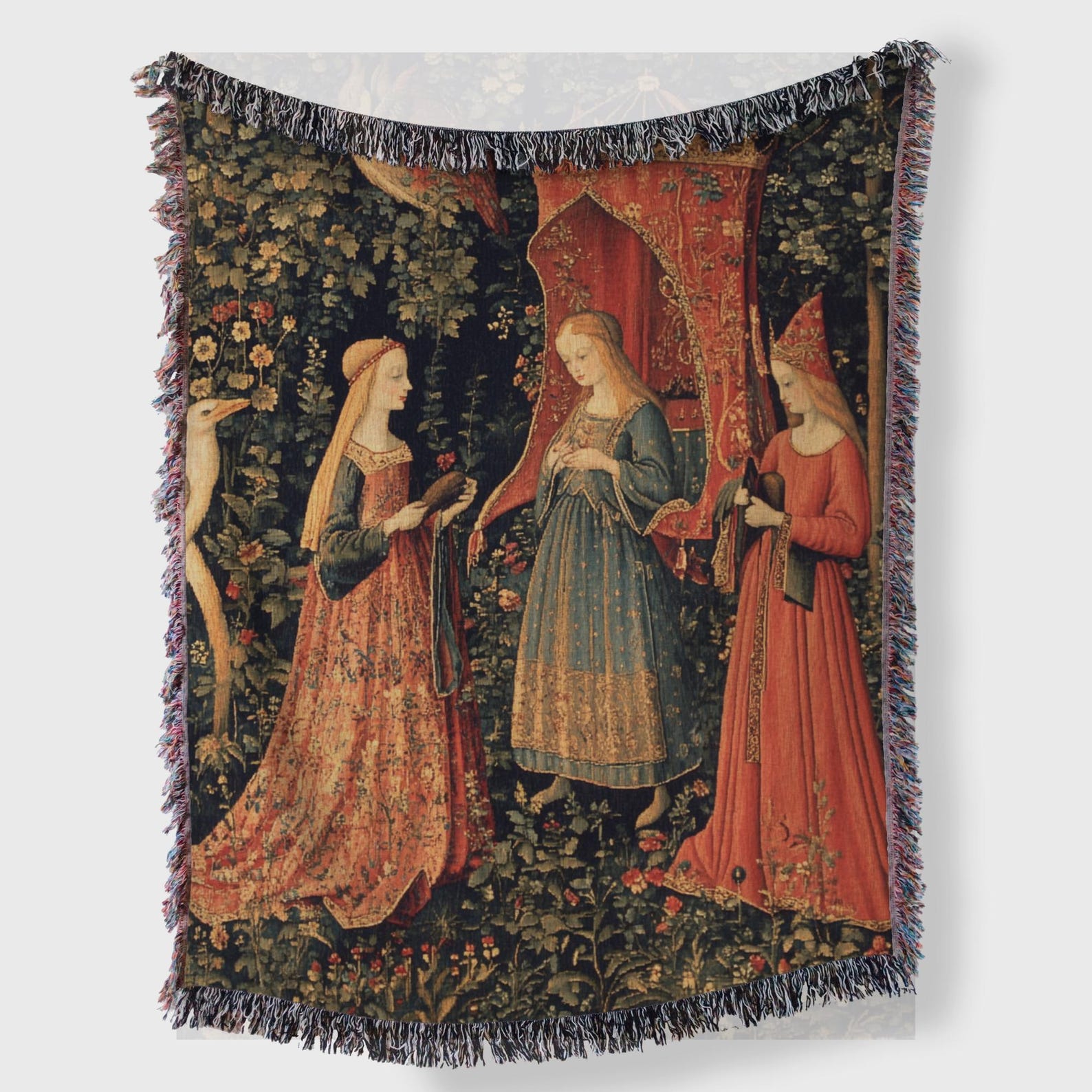 Medieval Tapestry Woven Blanket - Castle Home Decor, King Queen Blanket ...