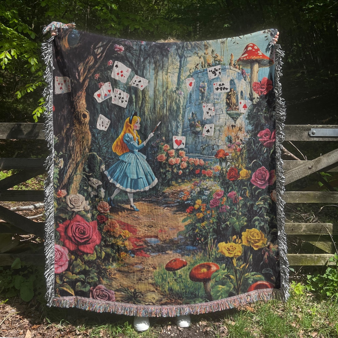 Alice in Wonderland Woven Blanket: Whimsical Cotton Throw - Etsy