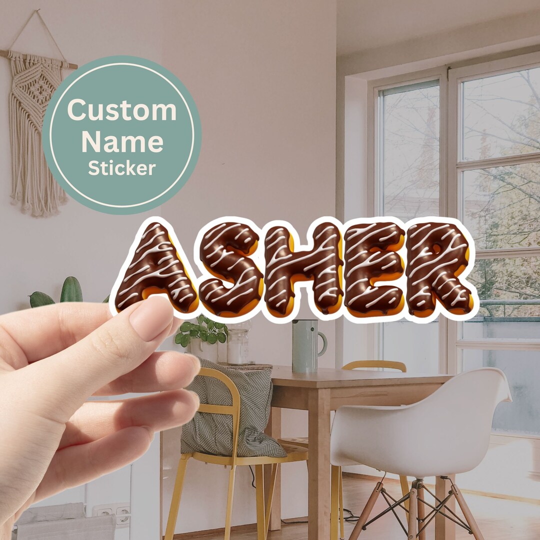 Personalized Name Chocolate Donut Sticker Customized Girl Birthday Gift ...
