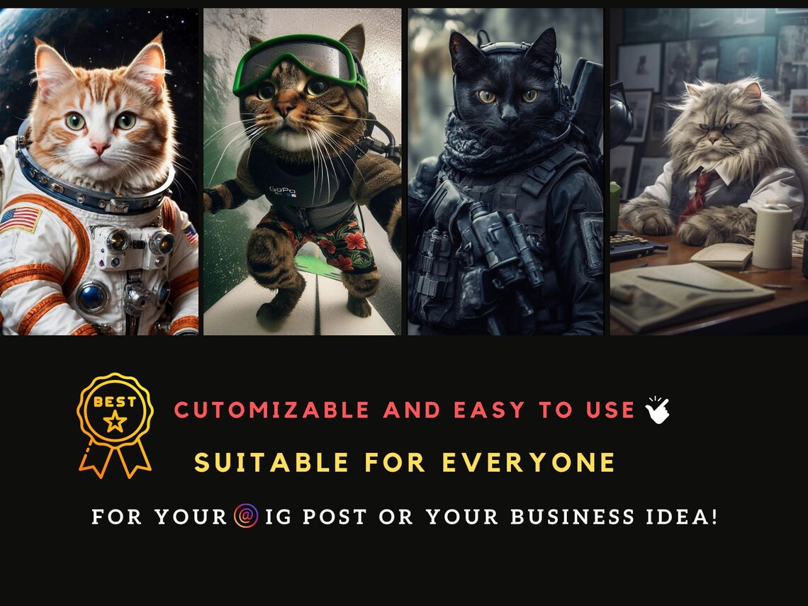 50 Cat AI Art Prompts Midjourney Prompt,free Midjourney Guide 3 E-books ...