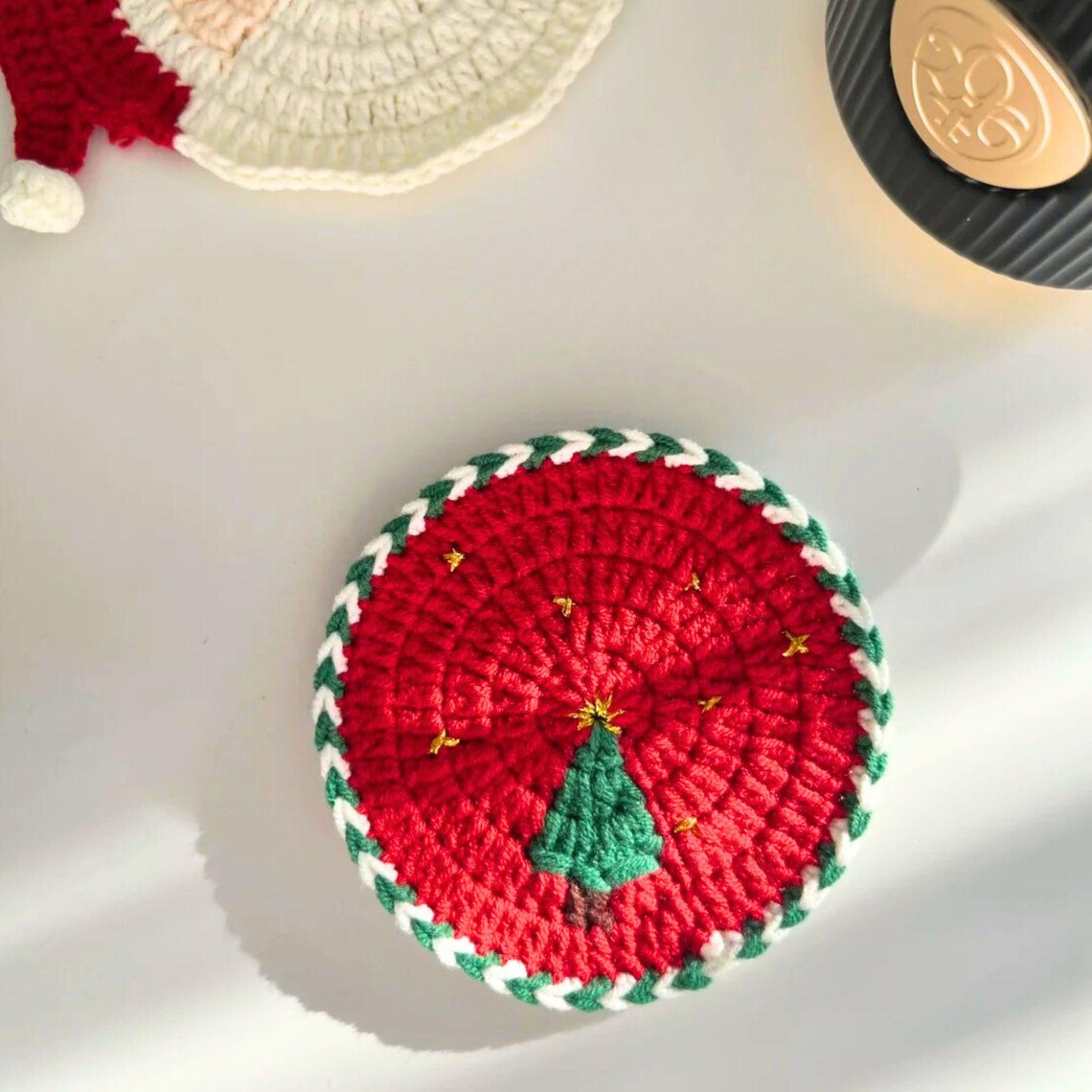 Christmas Tree Coaster Crochet Pattern | Red & White Versions ...
