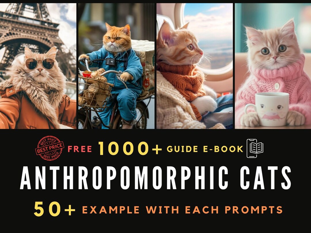 50 Cat AI Art Prompts Midjourney Prompt,free Midjourney Guide 3 E-books ...