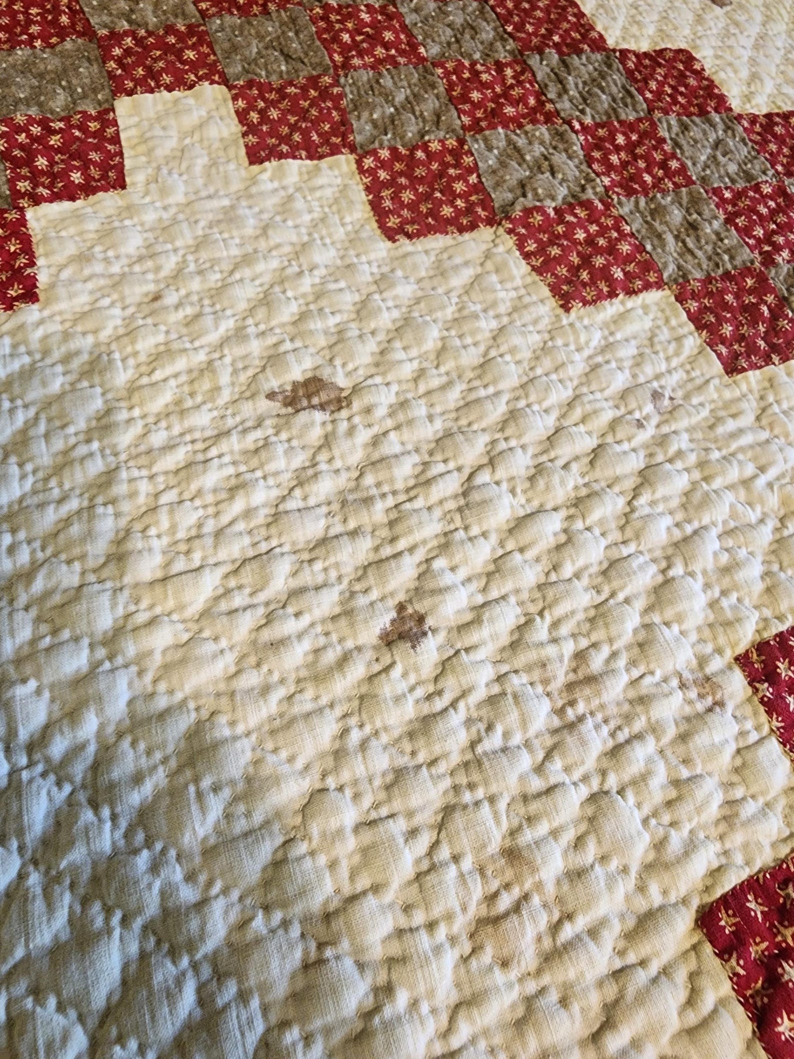 Triple Irish Chain Quilt 67x67 Hand Stitched & Bound Beautiful Vintage ...