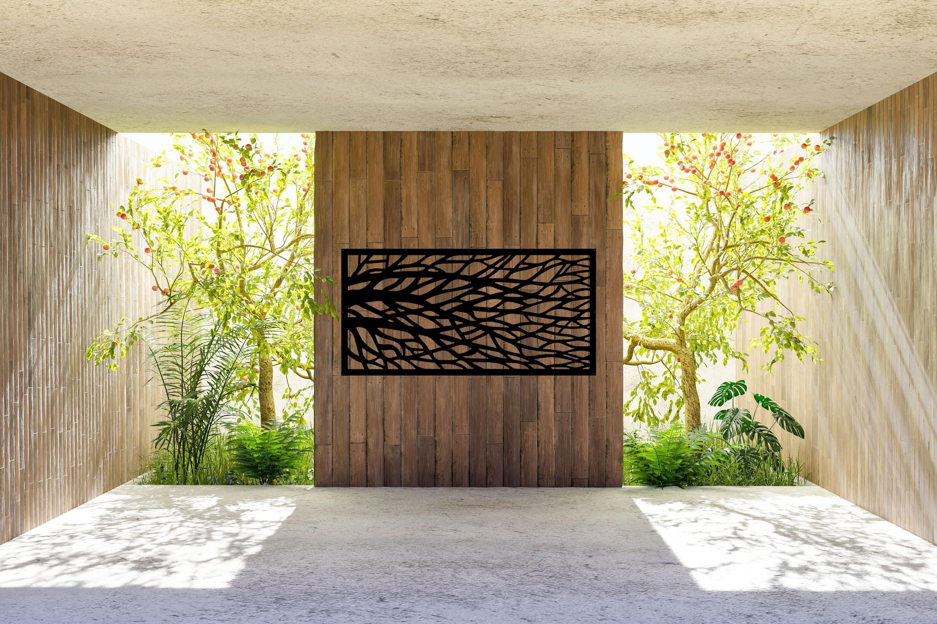 Aluminum Tree Branch Decor Panel, Metal Privacy Screen Indoor, Outdoor ...