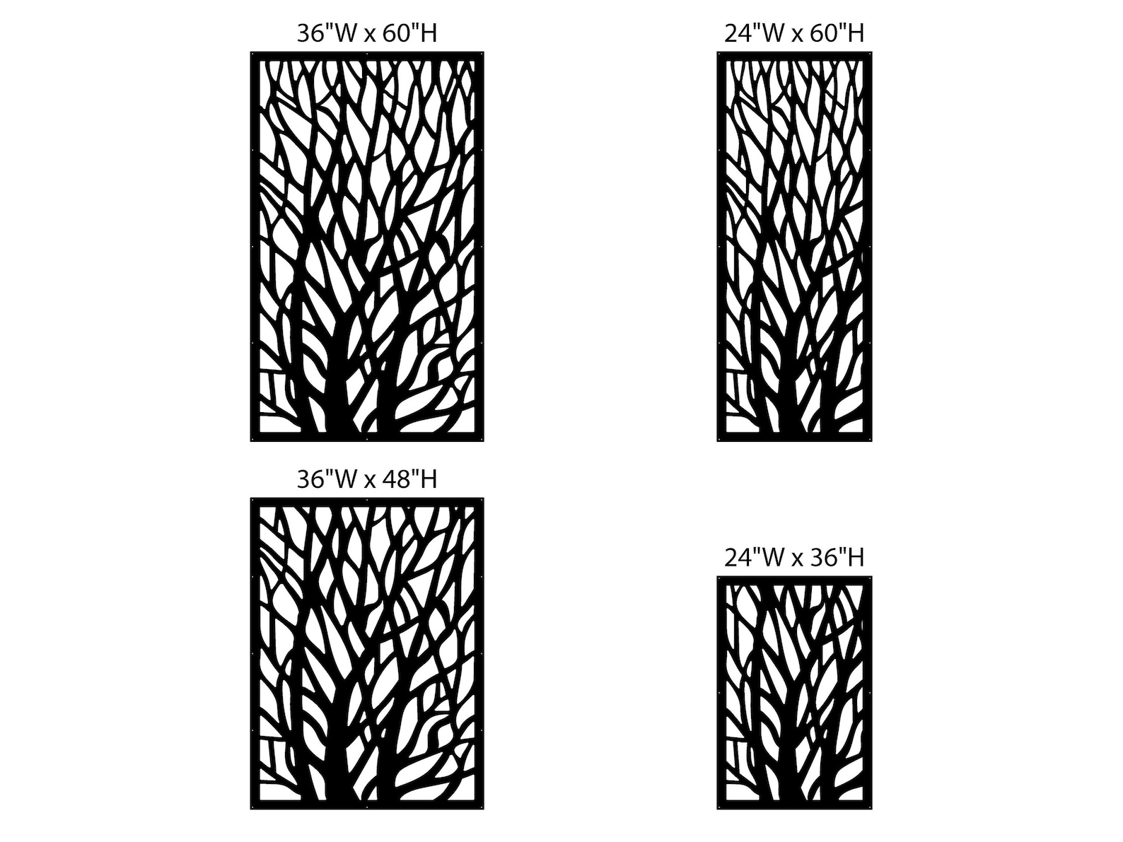 Modern Tree Branch Metal Panel, Organic Privacy Screen, Garden Fence ...