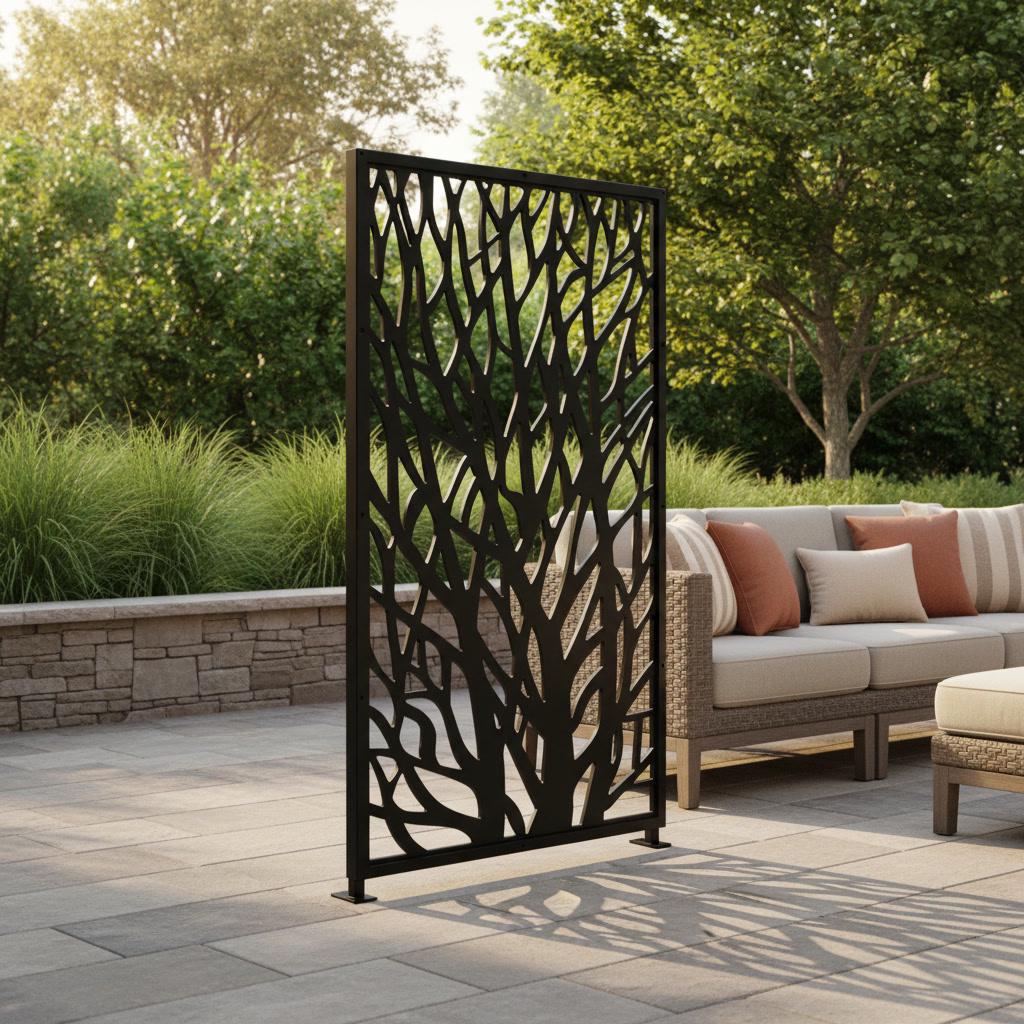 Luxury Tree Branch Privacy Panel, Designer Garden Metal Screen ...