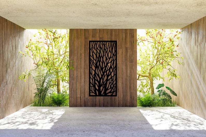 Stylish Metal Privacy Screen and Decorative Panel With Organic Patterns ...