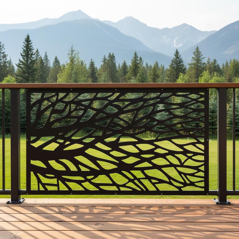 Elegant Tree Branch Garden Privacy Screen, Metal Outdoor Wall Art ...