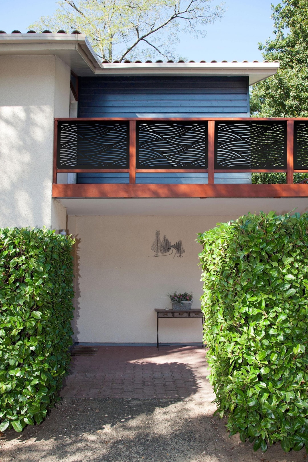 Mid Century Deck Privacy Screen Panel, Aluminum Outdoor Divider, Garden ...