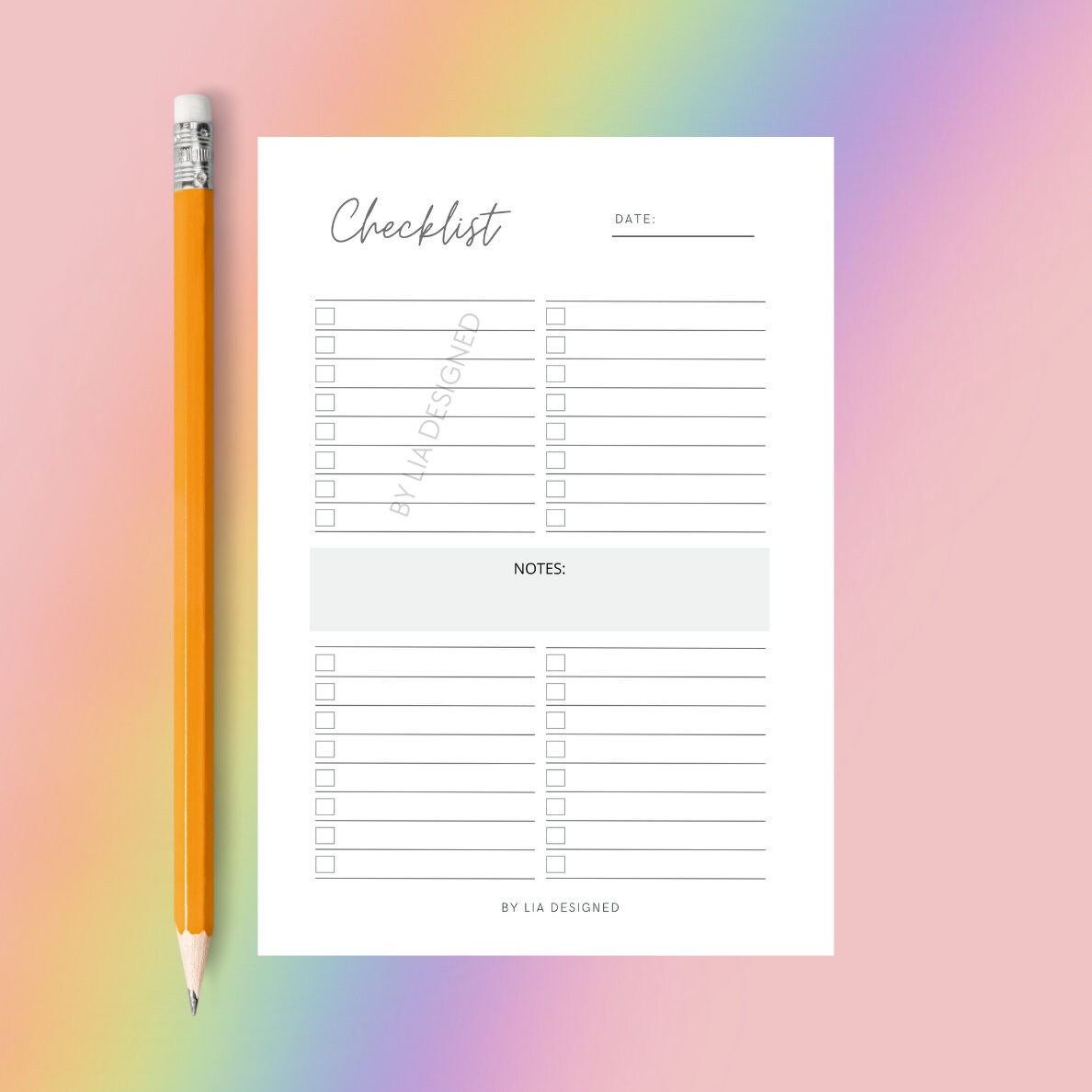 Checklist/notes Template Printable & Fillable, Simple Checklist ...