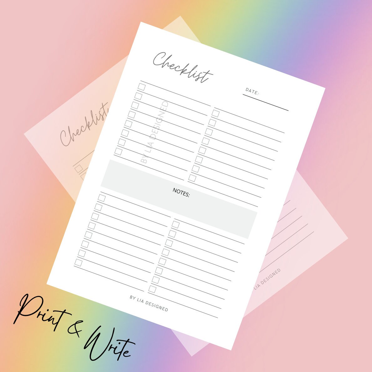 Checklist/notes Template Printable & Fillable, Simple Checklist ...