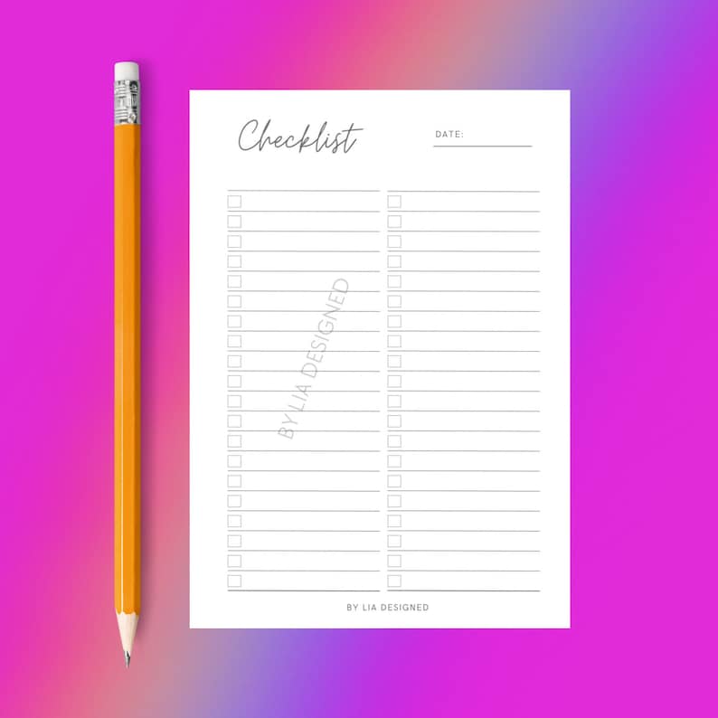 Blank Checklist Template Printable & Fillable, Simple Checklist ...