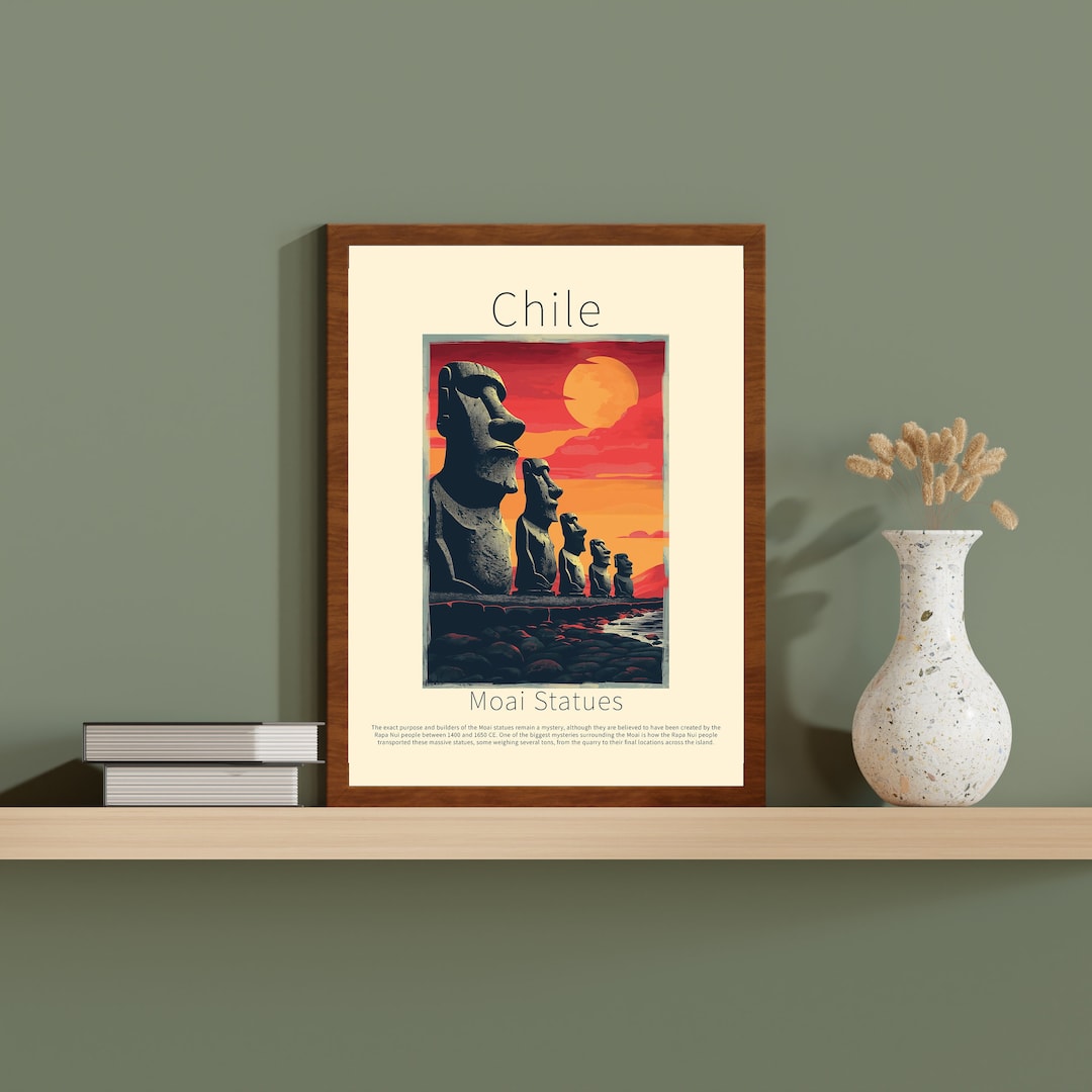 Easter Island, Maoi Statues, Chile, Poster, Wall Art, Digital Print ...