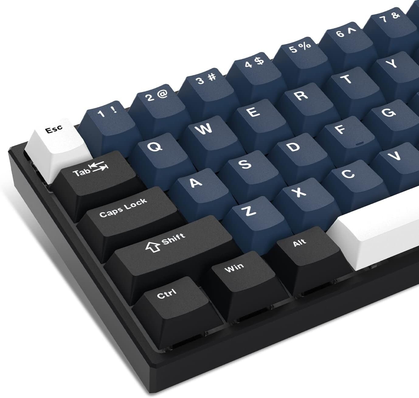 Keycaps Set, Cherry Keycaps 75 Percent,white/dark Blue/black Full Set ...
