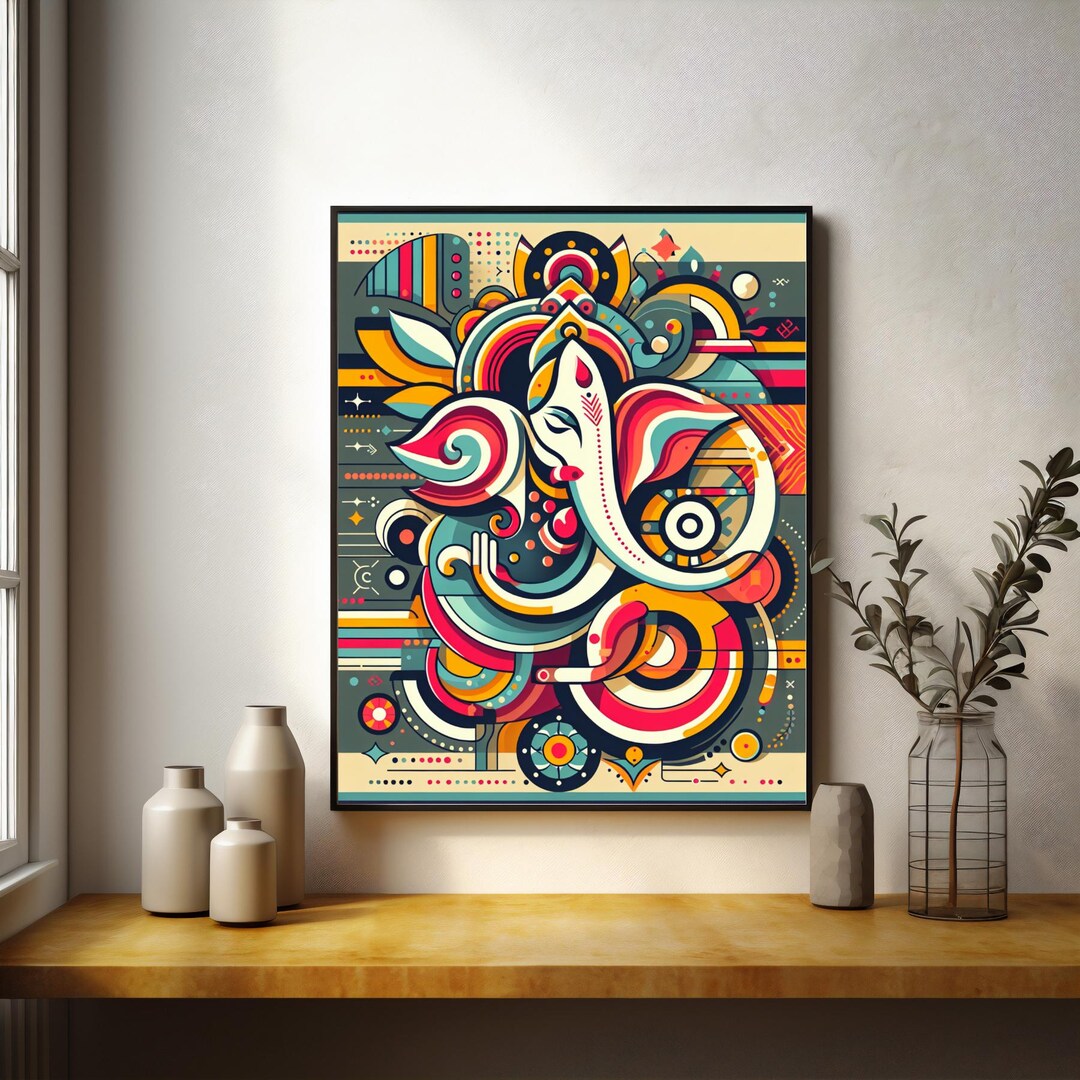 Ganesha Abstract Art Print | Modern Indian Art - Etsy