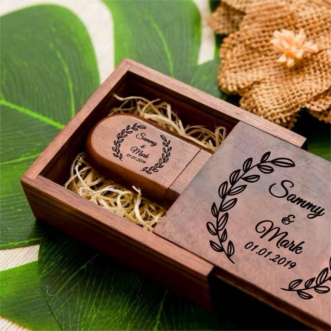 Oval USB and Wooden Box Set, Custom Wooden USB, Professional Wedding ...