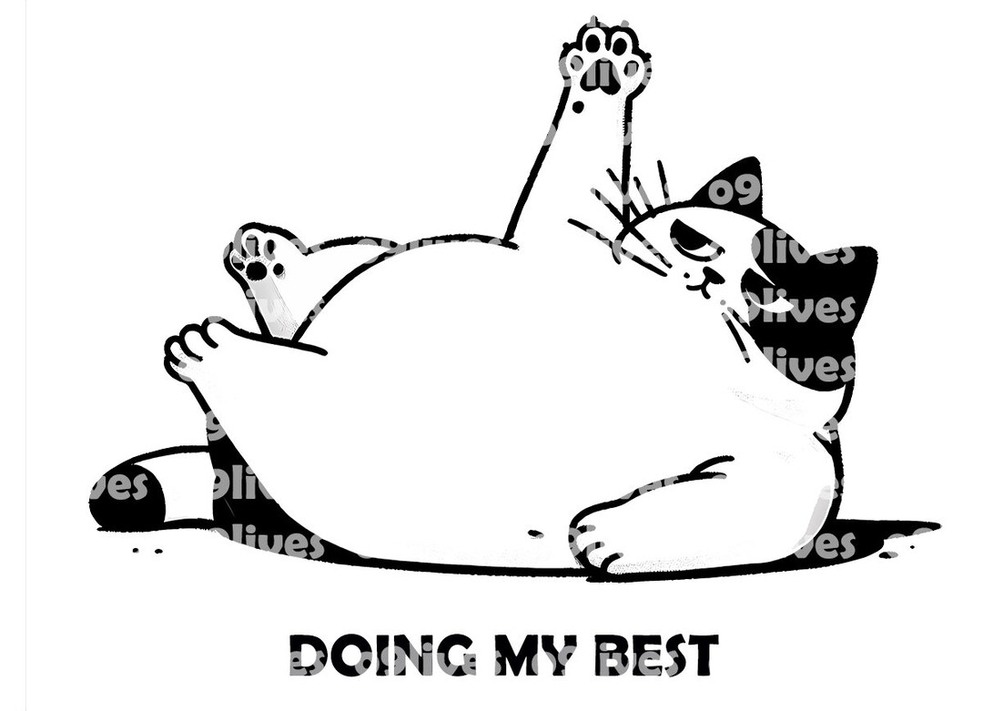 Funny Lazy Cat Drawing Cat Meme Unmotivated Cat Weak Stretch ...