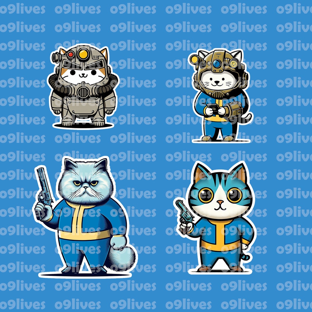 Cats of Fallout Cats Vault Cat Collection 1 Clipart Sublimation Large ...