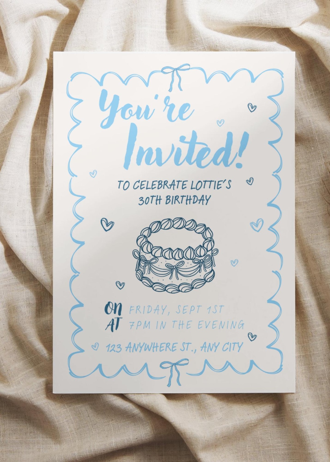 Blue Illustrative Party Invitation - Etsy