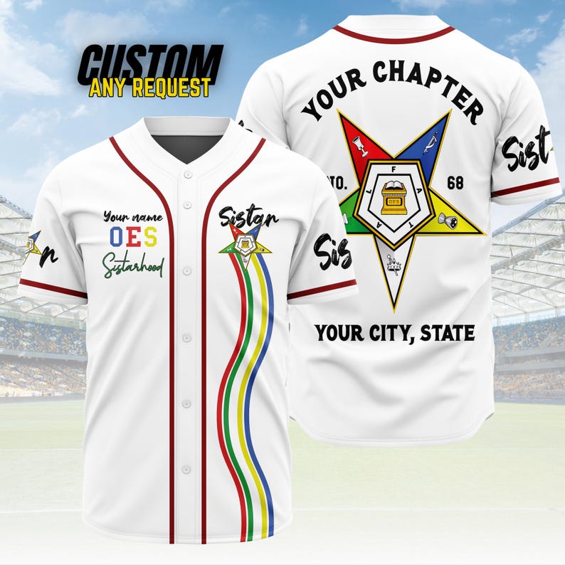 Customize Order of the Eastern Star OES Pentagon Down AF&AM Baseball ...