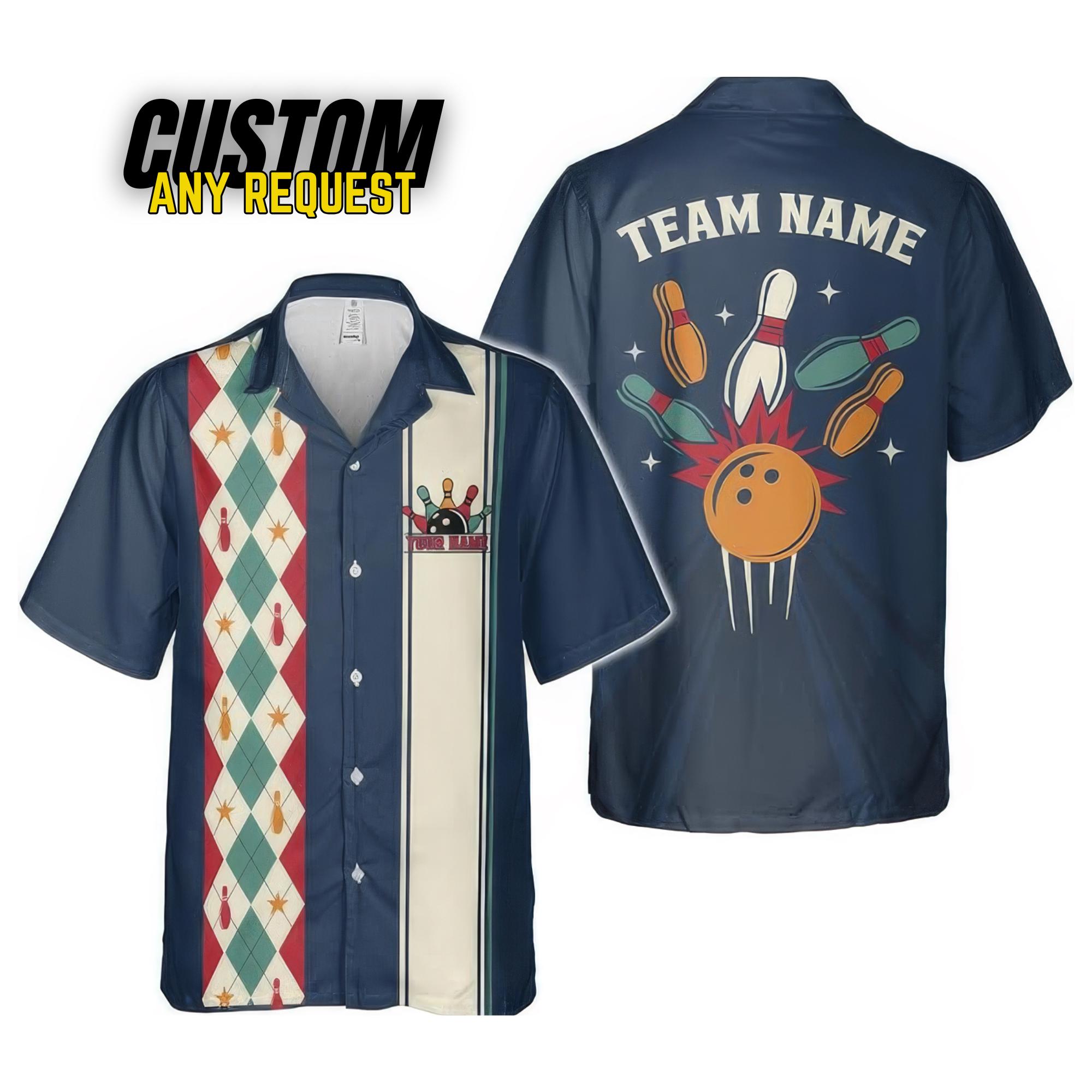 Personalized Retro Bowling Hawaiian Shirt, Custom Name Button Down ...