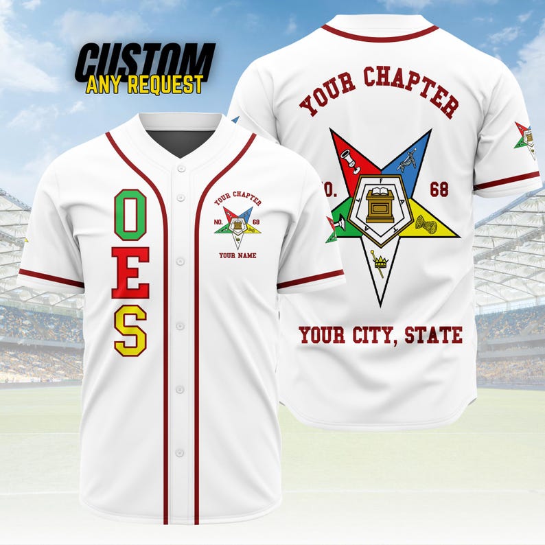 Customize Order of the Eastern Star OES Pentagon Down AF&AM Baseball ...