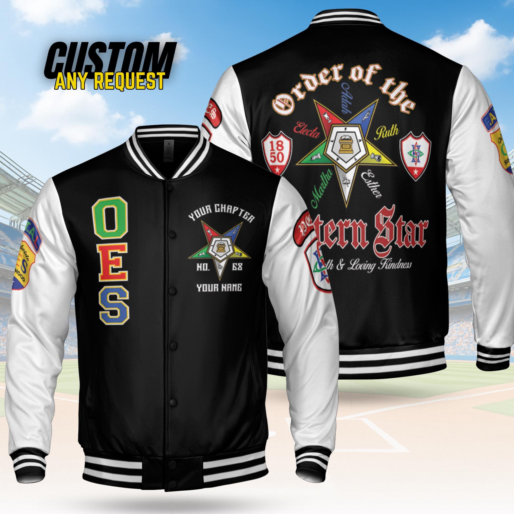 Customize Order of the Eastern Star OES Pentagon Down AF&AM Baseball ...
