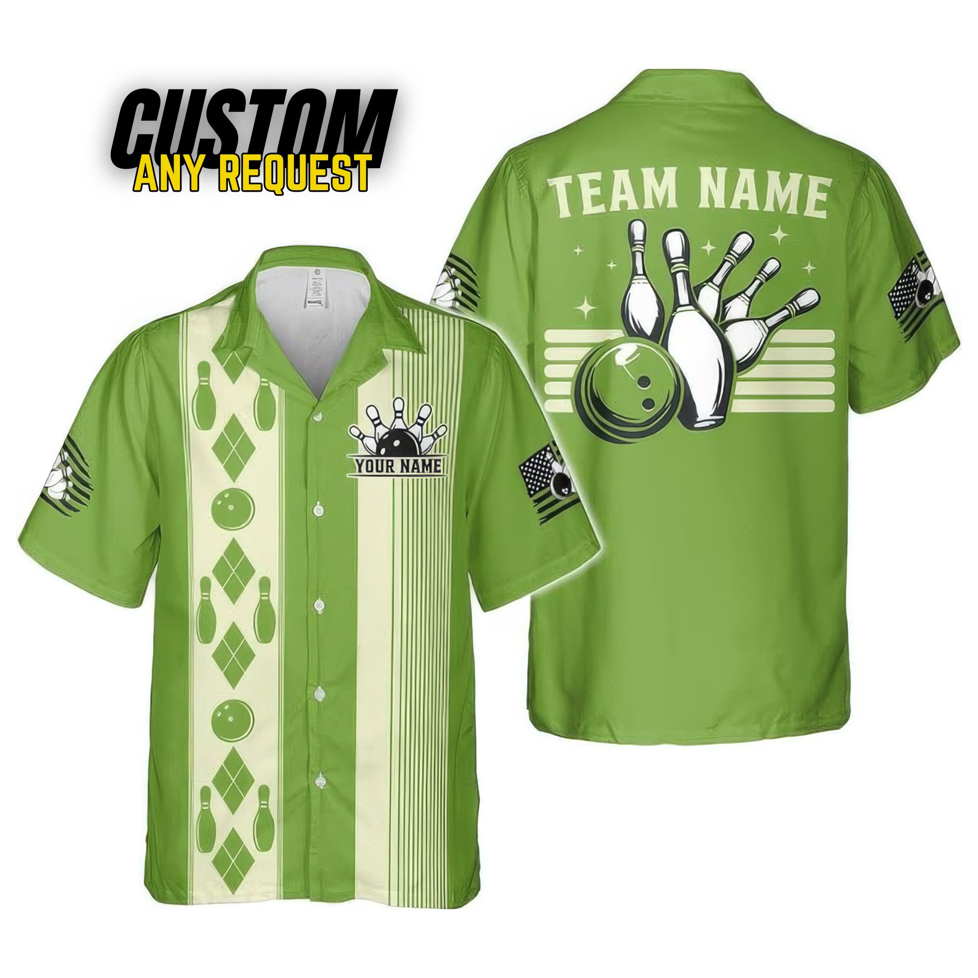 Personalized Retro Bowling Hawaiian Shirt, Custom Name Button Down ...