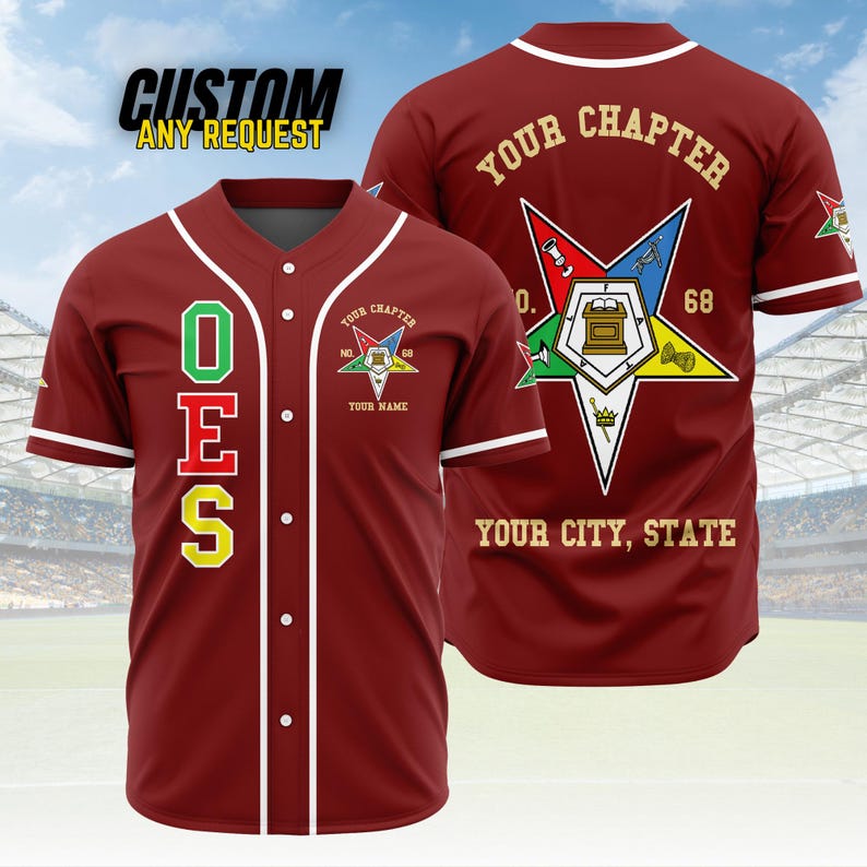 Customize Order of the Eastern Star OES Pentagon Down AF&AM Baseball ...
