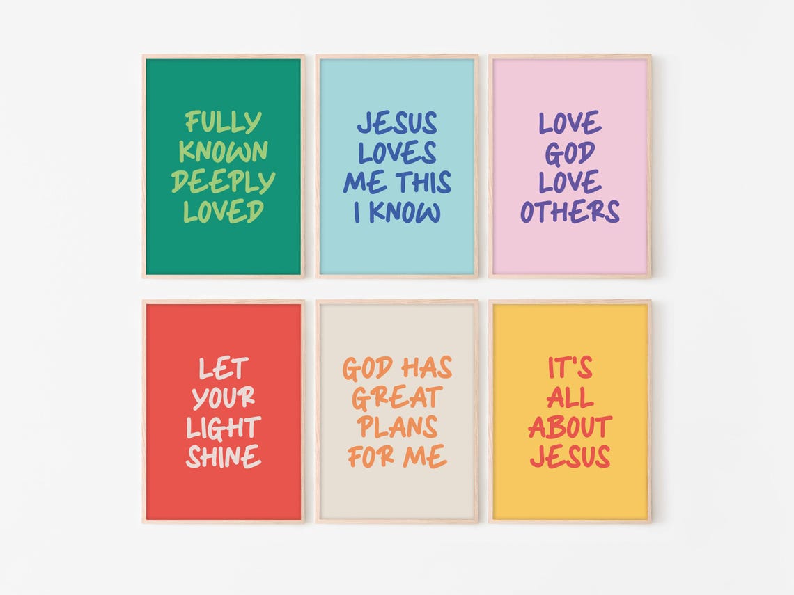 Kids Bible Verse Poster Bundle | Set of 6 Printable Bible Sayings ...