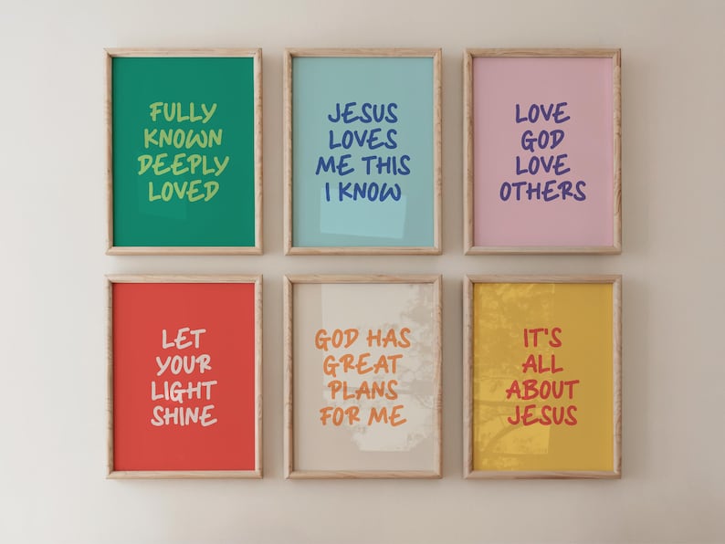 Kids Bible Verse Poster Bundle | Set of 6 Printable Bible Sayings ...