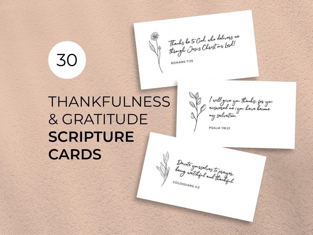 Scripture Cards | Bible Flashcards | Christian Verses on Thankfulness ...