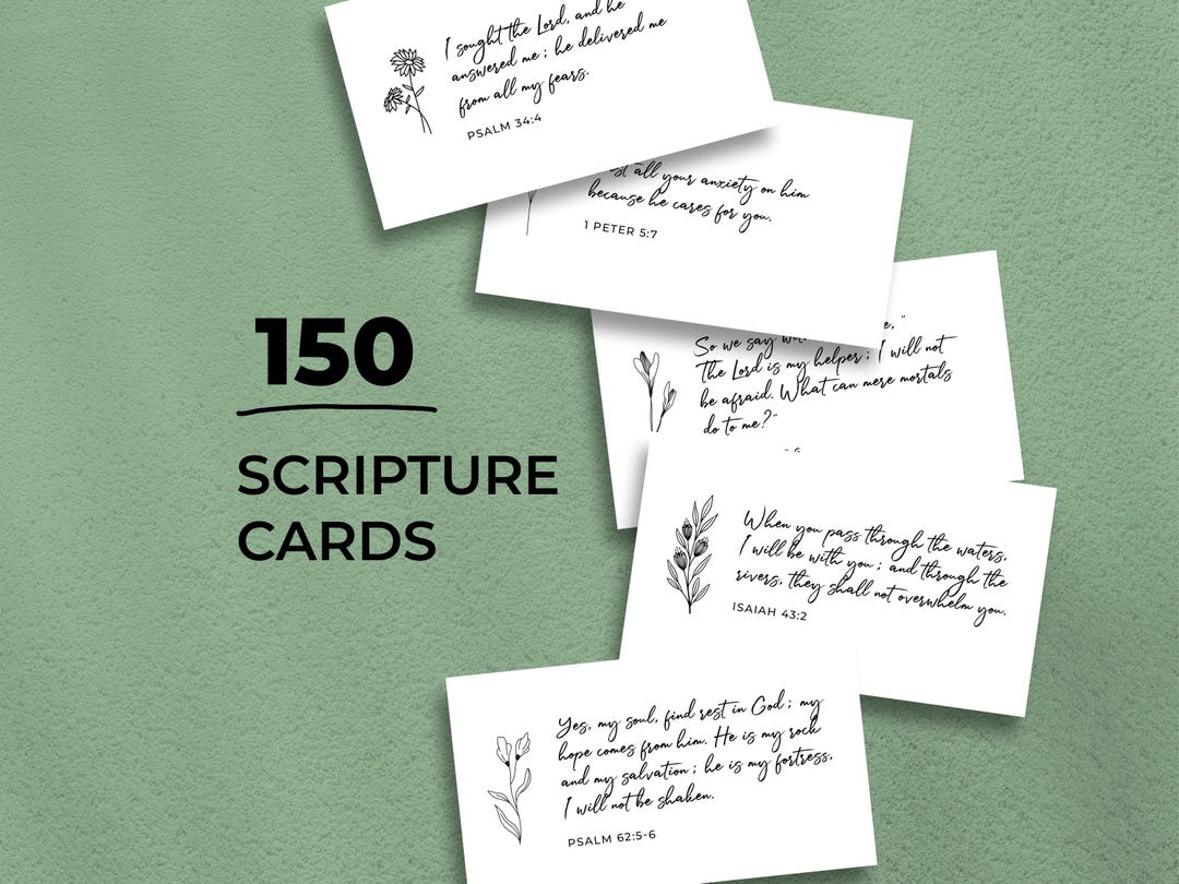 150 Scripture Cards | Encouraging Bible Verses | Printable Prayer Cards ...