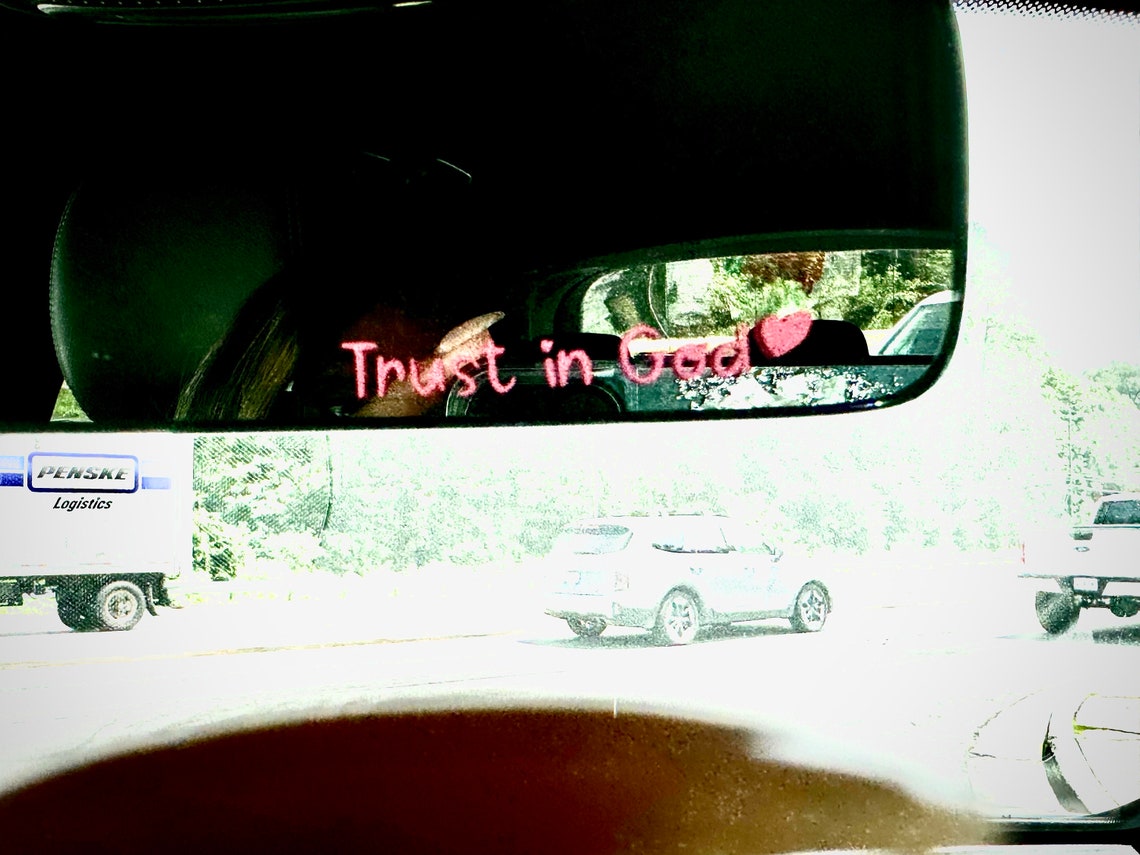 Trust in God- Rearview Mirror Sticker - Etsy