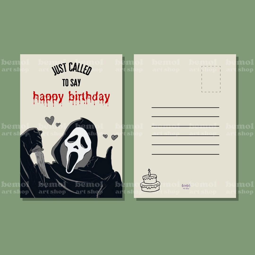 Scream Movie Printable Birthday Card, Ghostface Wes Craven Gift ...