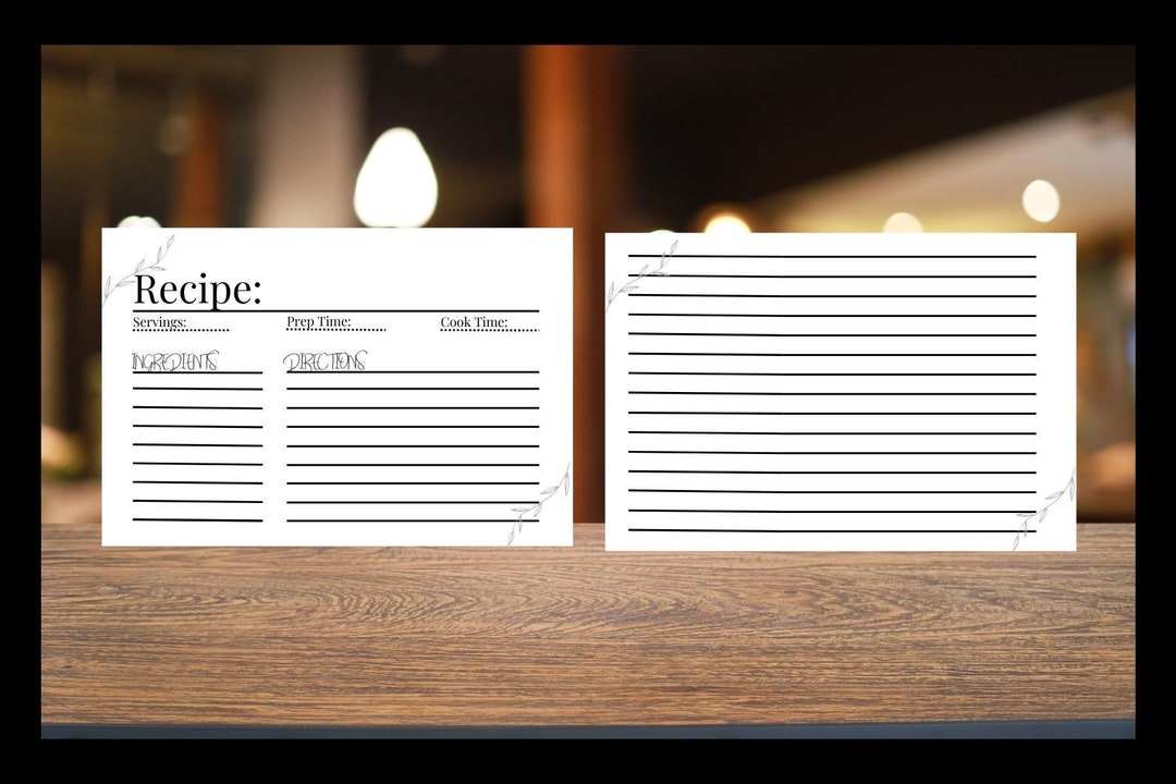 Digital Printable 4x6 Recipe Card With Minimalistic Design - Etsy